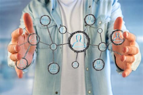 Network Connection With People Linked Each Other In Technology W Stock