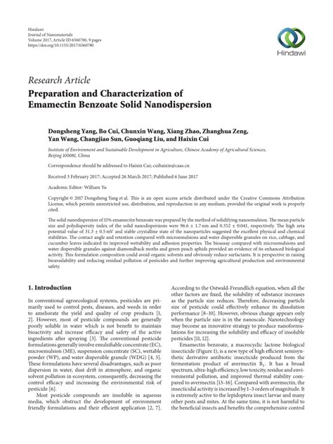Pdf Preparation And Characterization Of Emamectin Benzoate Solid
