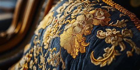 Stunning Close Up Of Intricate Floral Embroidery On Luxurious Fabric