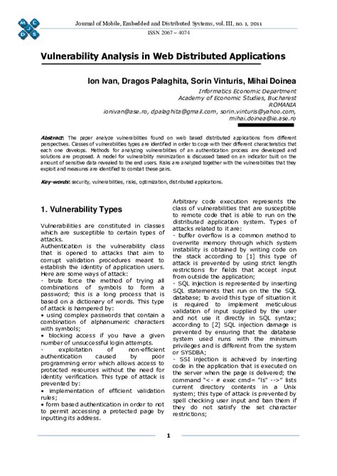 Pdf Vulnerability Analysis In Web Distributed Applications