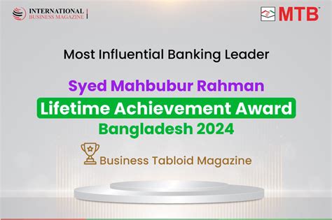 Mtbs Md And Ceo Syed Mahbubur Rahman Honoured With Lifetime ‘most