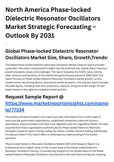 North America Phase Locked Dielectric Resonator Oscillators Market Strategic Forecasting