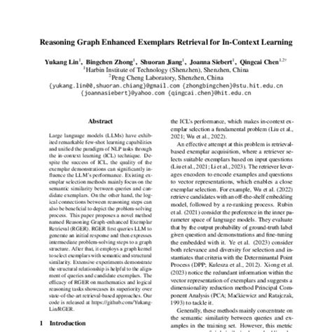Reasoning Graph Enhanced Exemplars Retrieval For In Context Learning Acl Anthology