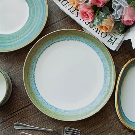 Porcelain Plates Sets Tableware Handmade Ceramic Dinnerware Dining Dish