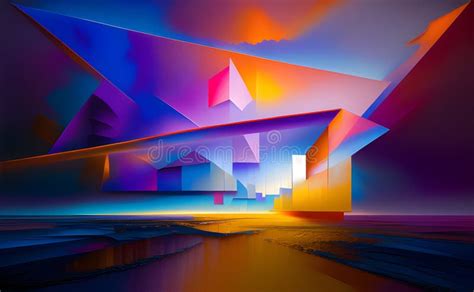 Vibrant Swirls And Geometric Patterns On Purple Abstract Background Generative Ai Stock