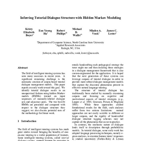 Inferring Tutorial Dialogue Structure With Hidden Markov Modeling Acl