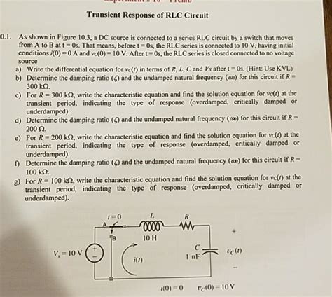 Solved Transient Response Of Rlc Circuit 0 1 As Shown In