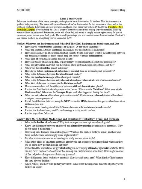 Exam 2 Review Sheet F23 Pdf