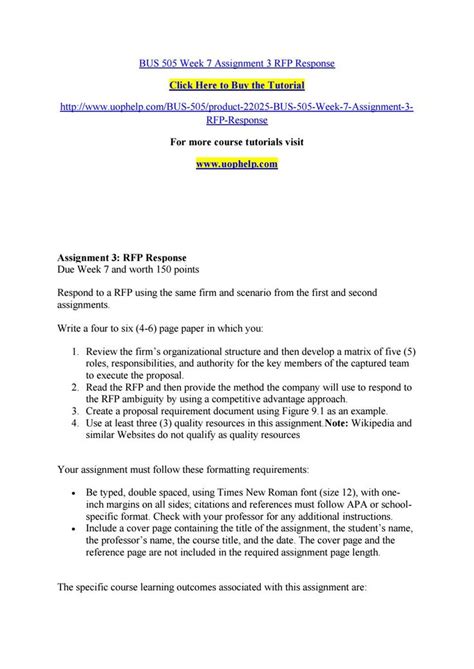 Request For Proposal Response Template