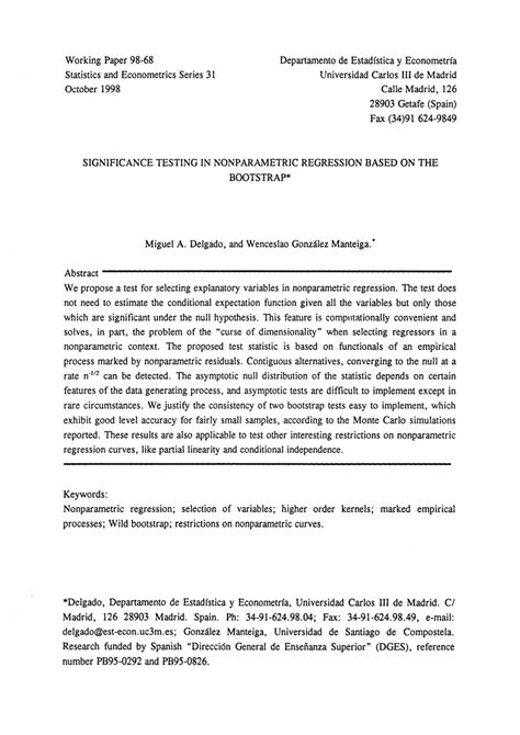 Pdf Significant Testing In Nonparametric Regression Based On The Bootstrap