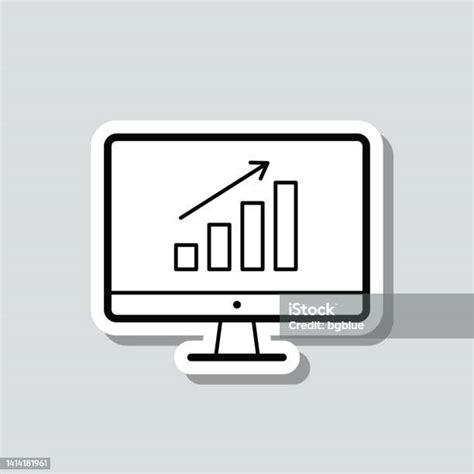 데스크톱 컴퓨터에서 차트가 증가하고 있습니다 회색 배경에 아이콘 스티커 3차원 형태에 대한 스톡 벡터 아트 및 기타 이미지 3차원 형태 개념 개선 Istock