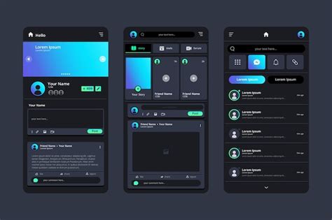 Free Vector Gradient Dark Mode App Template