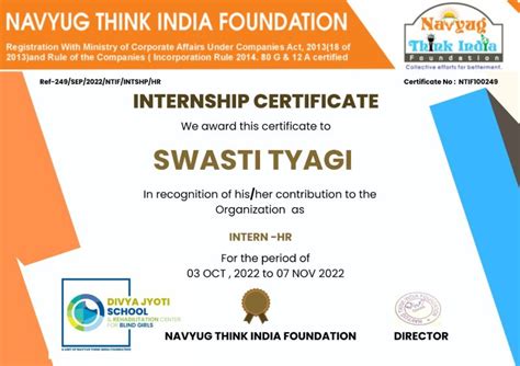 Swasti Tyagi On Linkedin Internship India