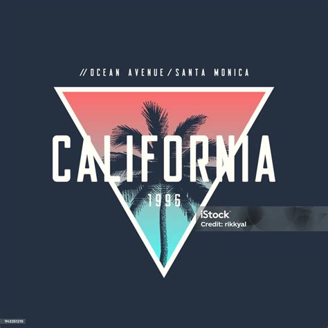 거친 야자수 벡터 일러스트 레이 션 활판 인쇄 인쇄 기호 포스터와 캘리포니아 오션 애비뉴 T셔츠 및 의류 디자인 로스앤젤레스 시에 대한 스톡 벡터 아트 및 기타 이미지