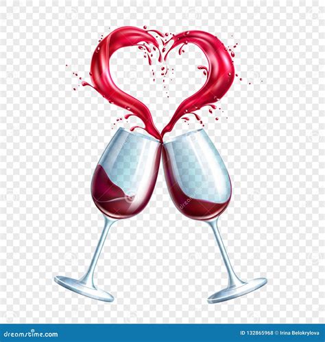 Vector Wine Glasses Toasting Heart Shape Splash