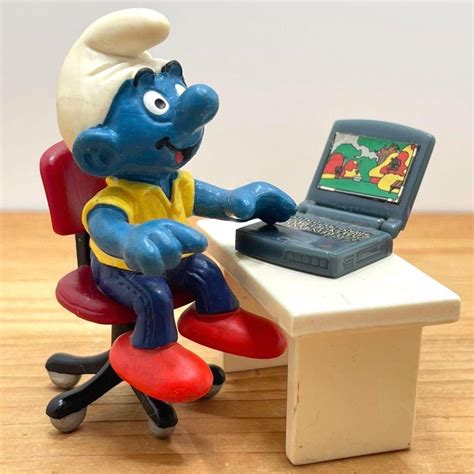 Laptop Desk And Office Chair 21st Century Vintage Smurf