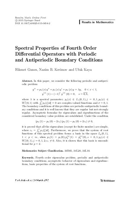 Pdf Spectral Properties Of Fourth Order Differential Operators With