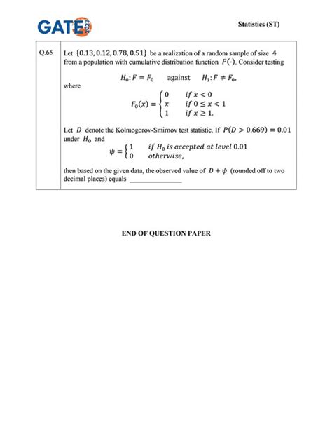 Gate 2023 Statistics Question Papers Gate 2023 Statistics Question Papers