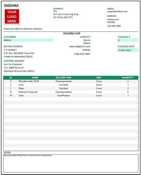 Packing Slip Generator Excel Template Etsy