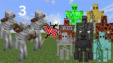 All Golems Vs Mutant Skeleton In Minecraft Youtube
