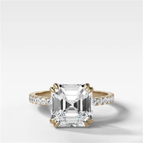 Signature Pavé Engagement Ring With Asscher Cut Diamond
