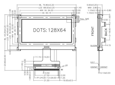 128X64 Dot Matrix LCD VA Display For Medical Application With White Backlight