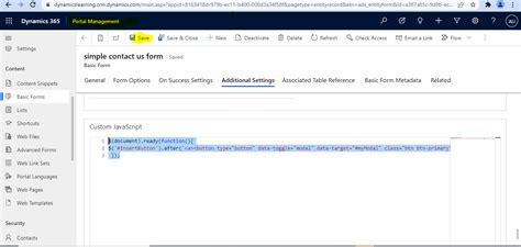 On Click Of Custom Button Open Modal Popup And Display Html Fields Using Jquery In Ms Power