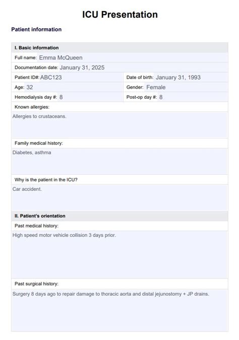 Icu Presentation Template And Example Free Pdf Download