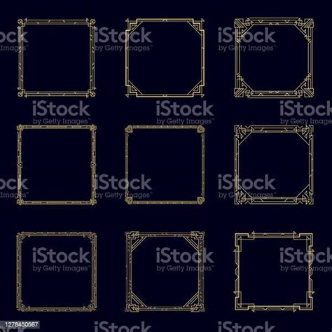 아르 데코 수평 골드 프레임 및 테두리 세트 트렌디 한 개츠비 디자인 요소 복고풍 아르 데코 스타일 격리 벡터 광란의 20년대에