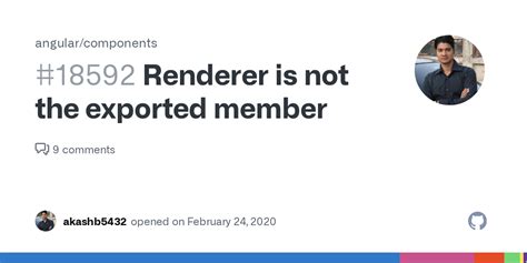 Renderer Is Not The Exported Member Issue Angular Components Github