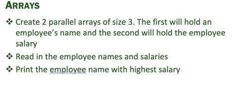 Solved Arrays Java Create Parallel Arrays Of Size Chegg