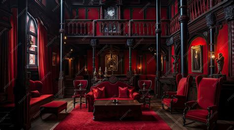 Premium Photo Unreal Gothic Interior A Detailed Living Room In A