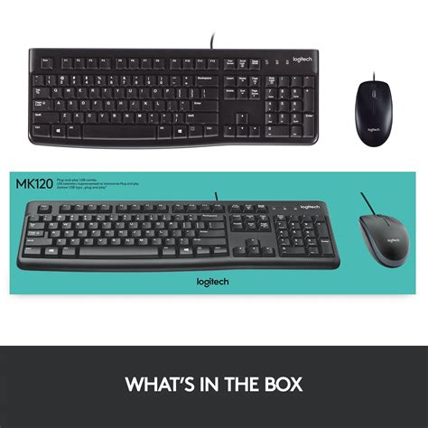 Logitech MK Full Size Wired Membrane Keyboard And Mouse Bundle For Windows With USB Plug And
