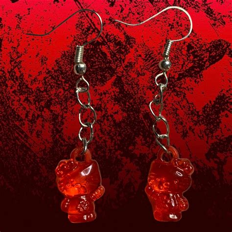Red Gummy Hello Kitty Dangle Earrings 15 Off Depop
