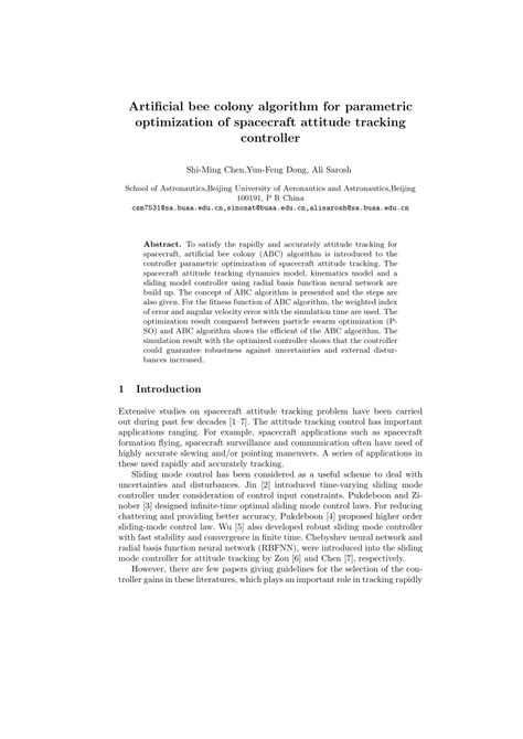 Pdf Artificial Bee Colony Algorithm For Parametric Optimization Of