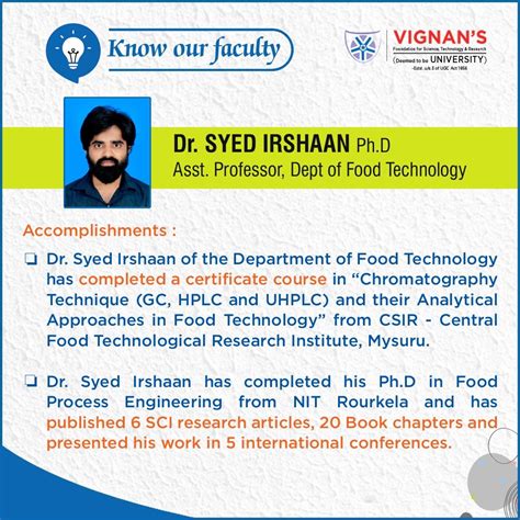 vignan s university on linkedin faculty foodtech engineering like
