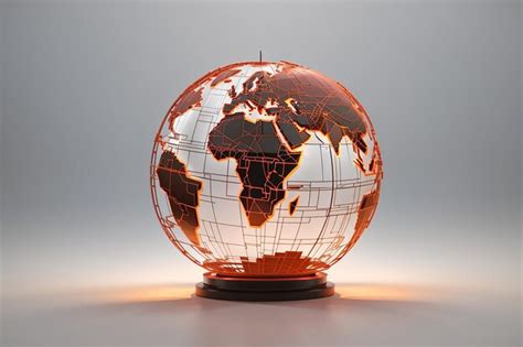 Premium Ai Image 3d Render Of A Wireframe Globe On Fiery