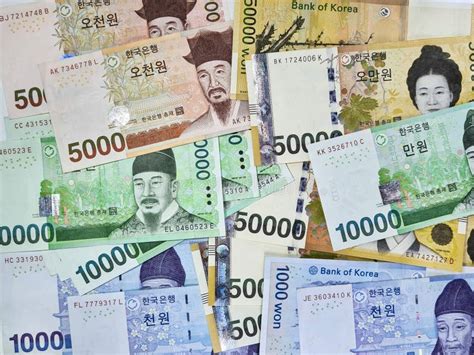 The Currency Of The Korea Close Up Of A Green Ten Thousand Won Note
