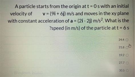Solved A Particle Starts From The Origin At T 0s With An