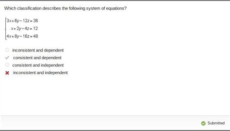 Which Classification Describes The Following System Of Equations