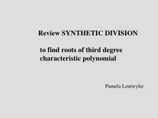 PPT Characteristic Polynomial For A X Matrix PowerPoint Presentation ID