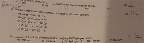B Al Has The Most Negative Electron Affinity 21 C