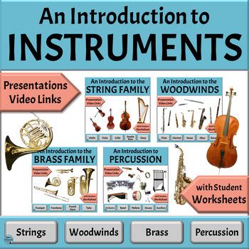 Musical Instruments Bundle String Woodwind Brass And Percussion Families