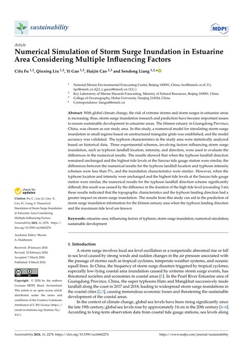 Pdf Numerical Simulation Of Storm Surge Inundation In Estuarine Area