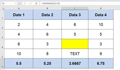 How To Use Averagea Function Excelnotes