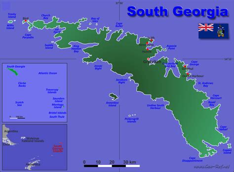 South Georgia Islands Country Data Links And Map By Administrative