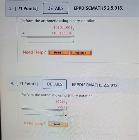 Solved Perform The Arithmetic Using Binary Notation