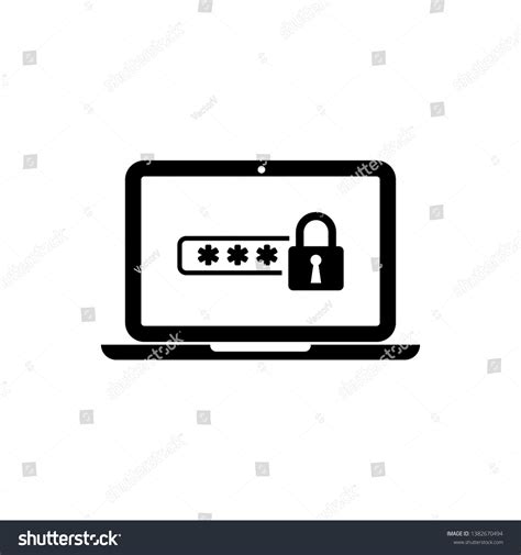 Black Laptop Password Notification Lock Icon Stock Vector Royalty Free 1382670494 Shutterstock