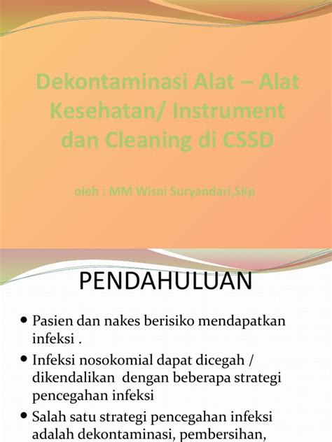 Dekontaminasi Alat Alat Kesehataninstrument Dan Cleaning Di Cssd 85 Pdf