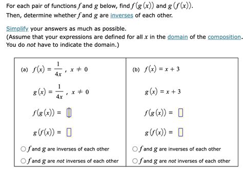 Solved For Each Pair Of Functions F And G Below Find Chegg Com